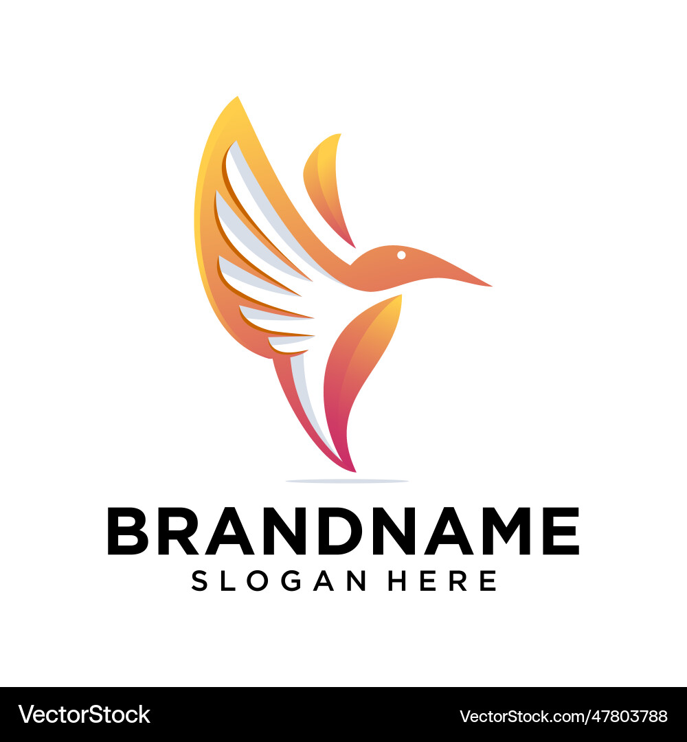 Hummingbird logo design colorful Royalty Free Vector Image