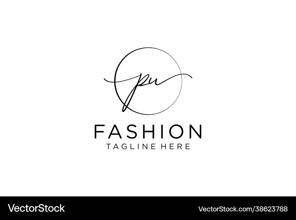 Initial pu feminine logo beauty monogram Vector Image