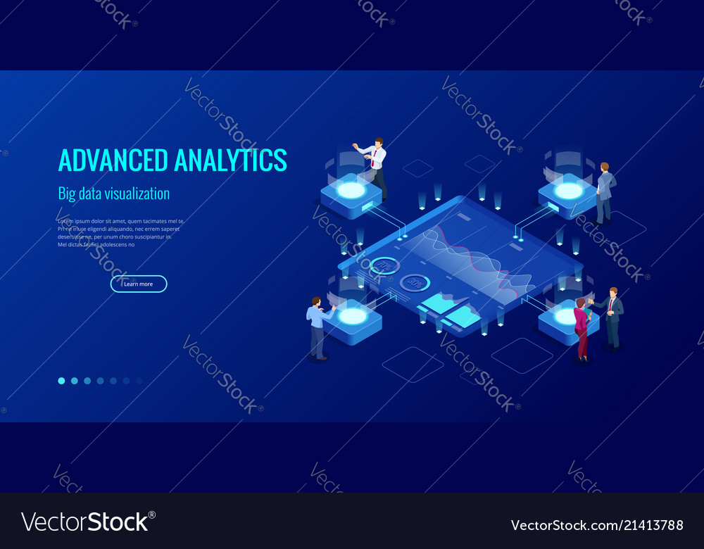 Isometric big data network visualization advanced Vector Image Isometric big data network visualization advanced Vector Image