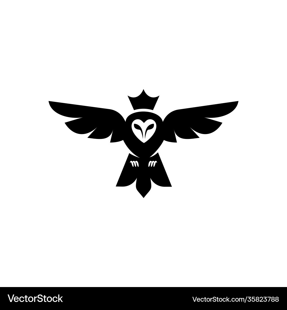 King black barn owl with crown logo icon Vector Image