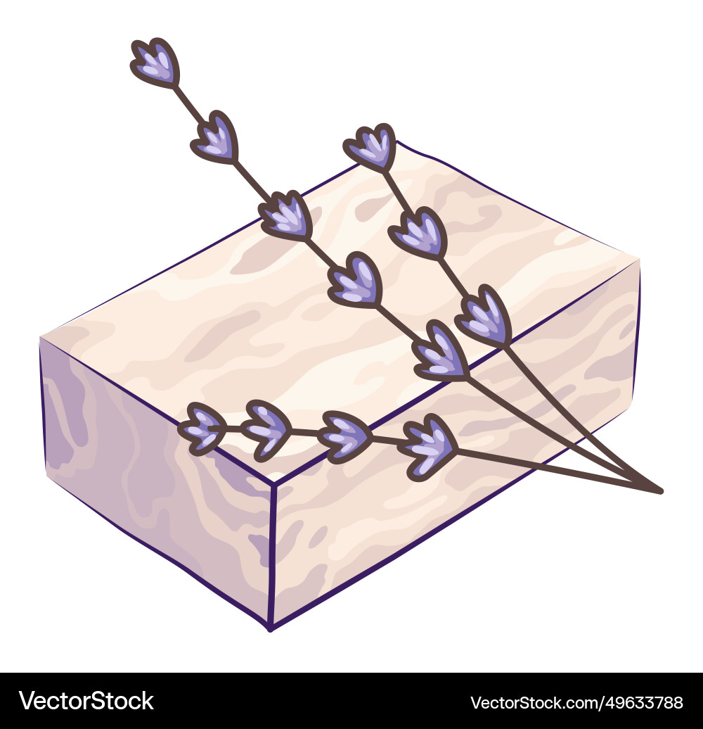 Lavender soap bar with flower handmade Royalty Free Vector