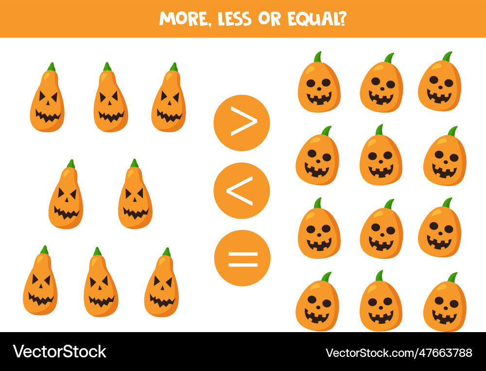 More less or equal with cute cartoon halloween Vector Image