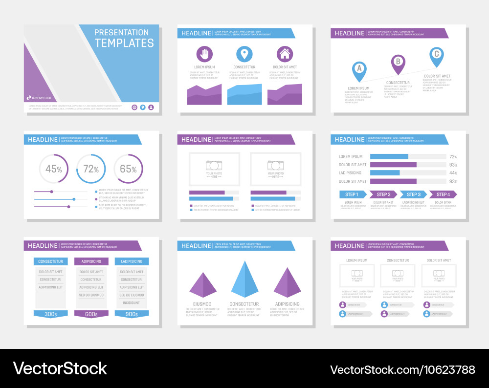 Set of blue and violet template for multipurpose Vector Image