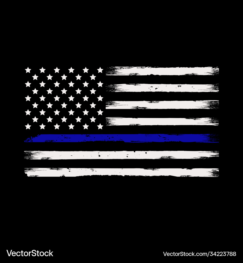 Thin blue line american flag t shirt template Vector Image