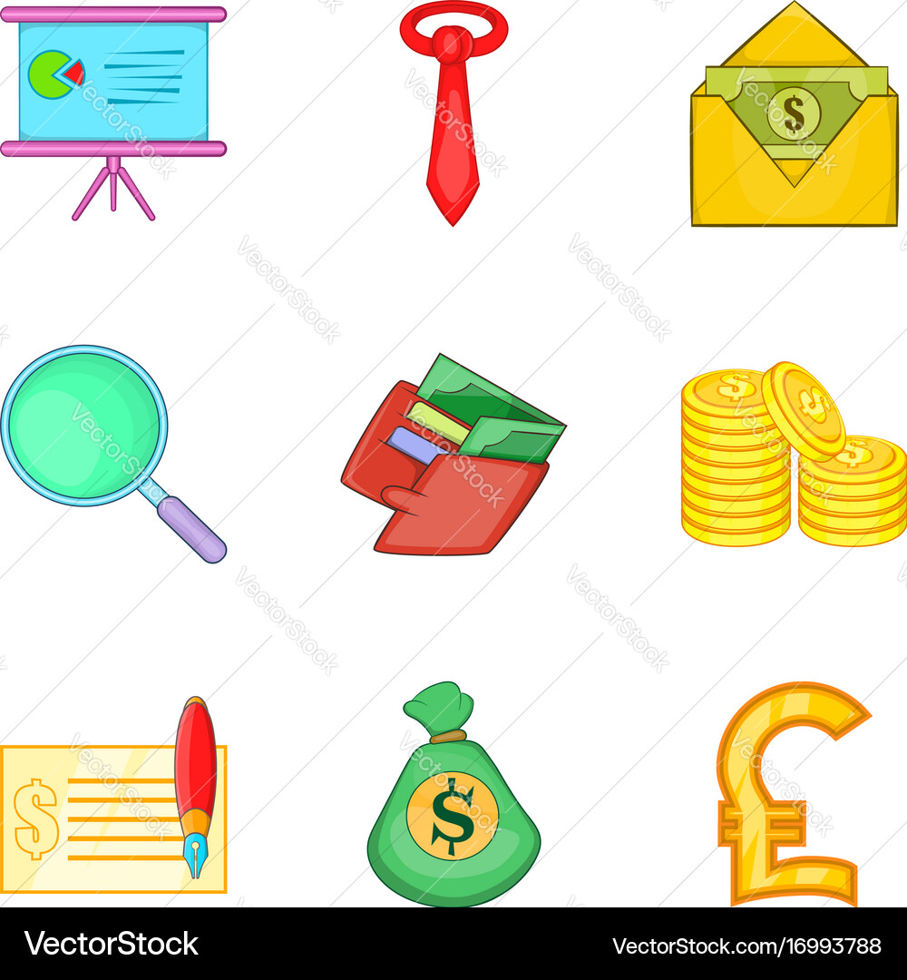 Trick icons set cartoon style Royalty Free Vector Image