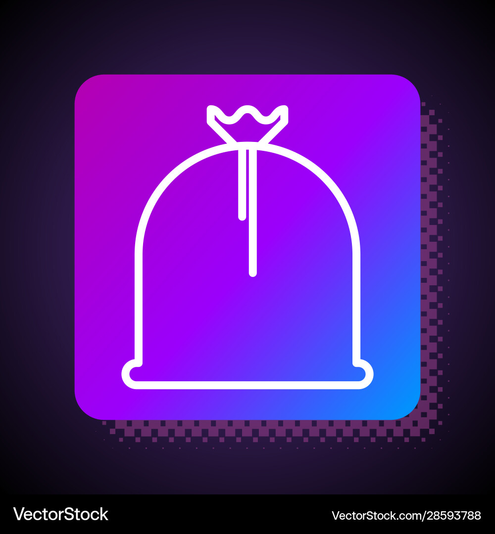 White line pirate sack icon isolated on black Vector Image