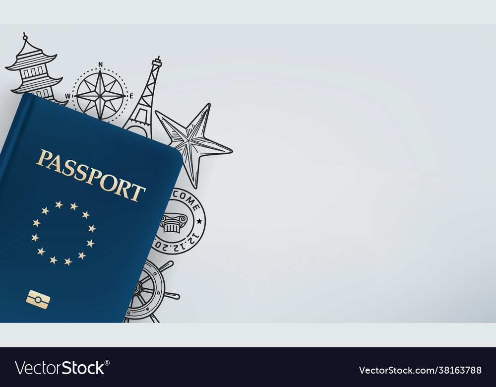 World travel concept with passport and doodling Vector Image