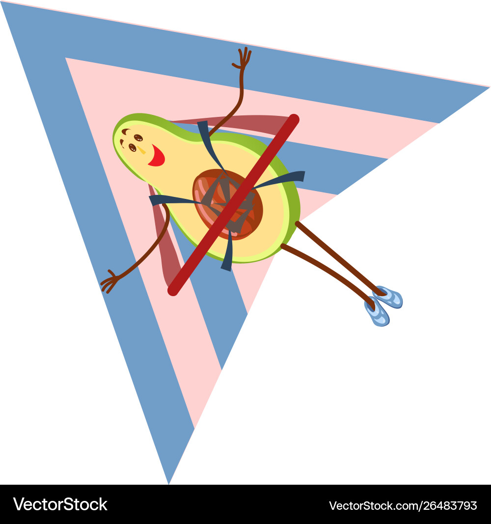 Cute happy free avocado character flying Vector Image