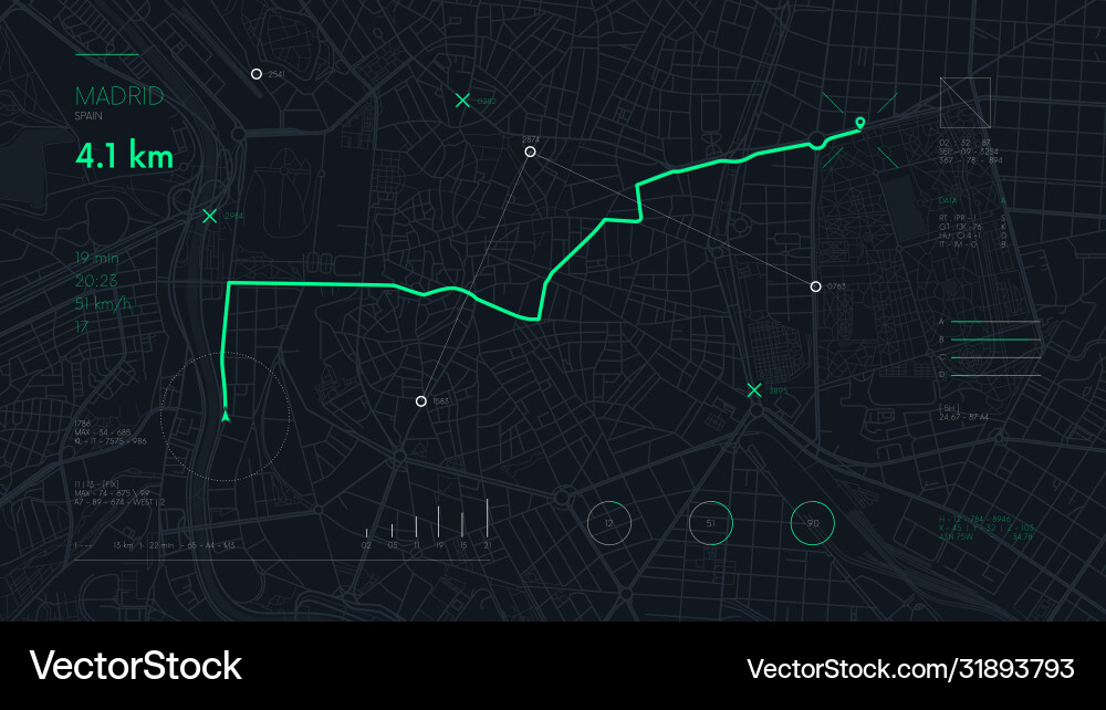 Futuristic travel gps map or location navigator Vector Image