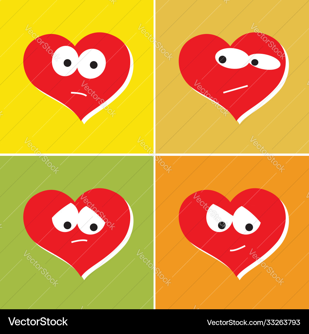 Human heart in different emotions set icons Vector Image
