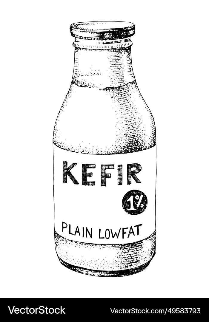Kefir drink in a glass bottle Royalty Free Vector Image