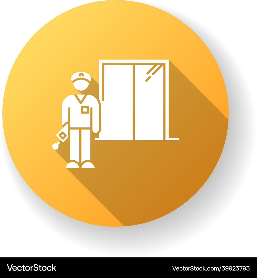 Night dorm watchman yellow flat design long Vector Image