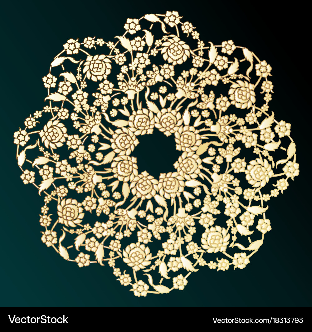 Ornamental gold flower Royalty Free Vector Image