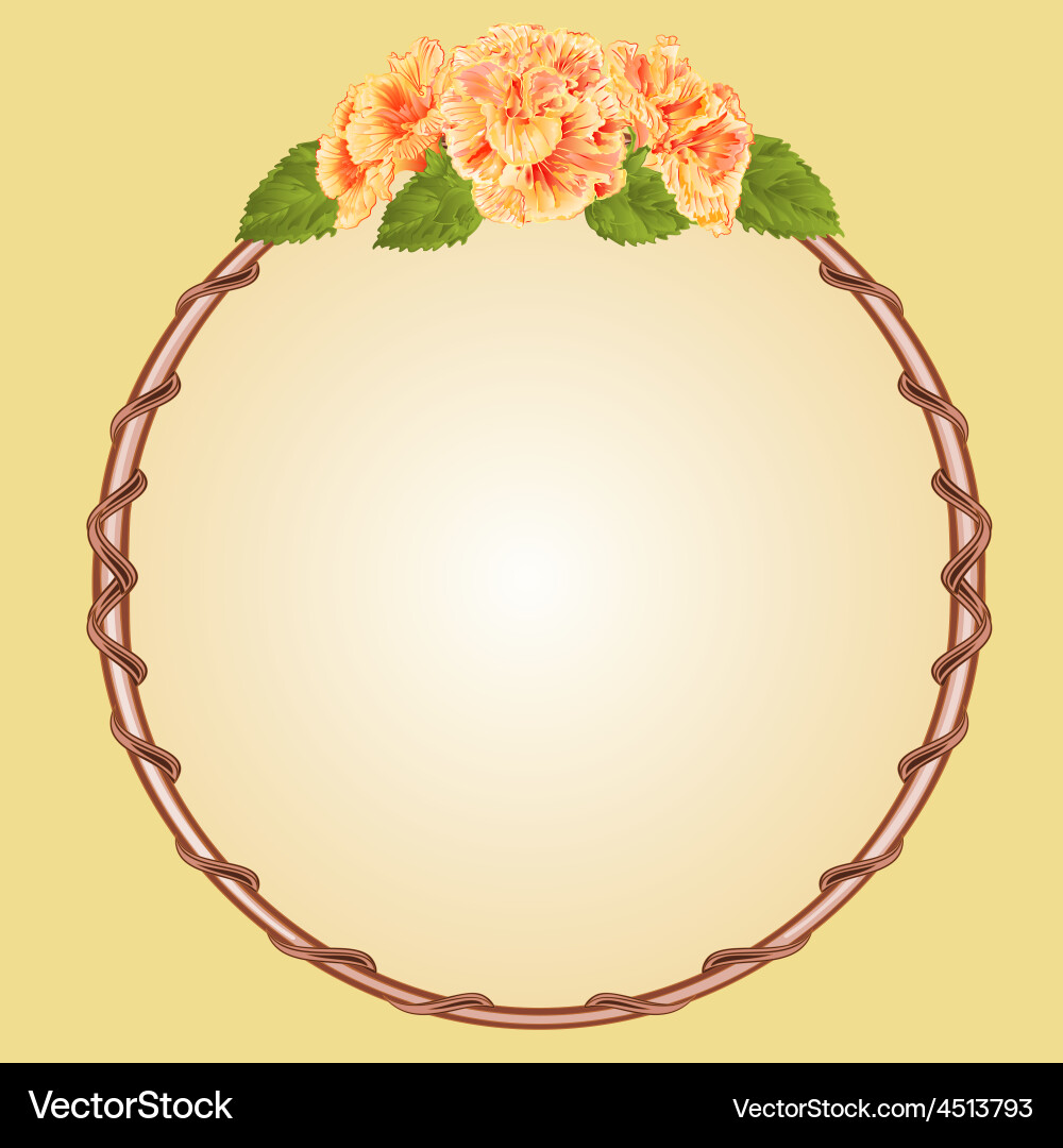 Round frame with yellow hibiscus greeting card Vector Image