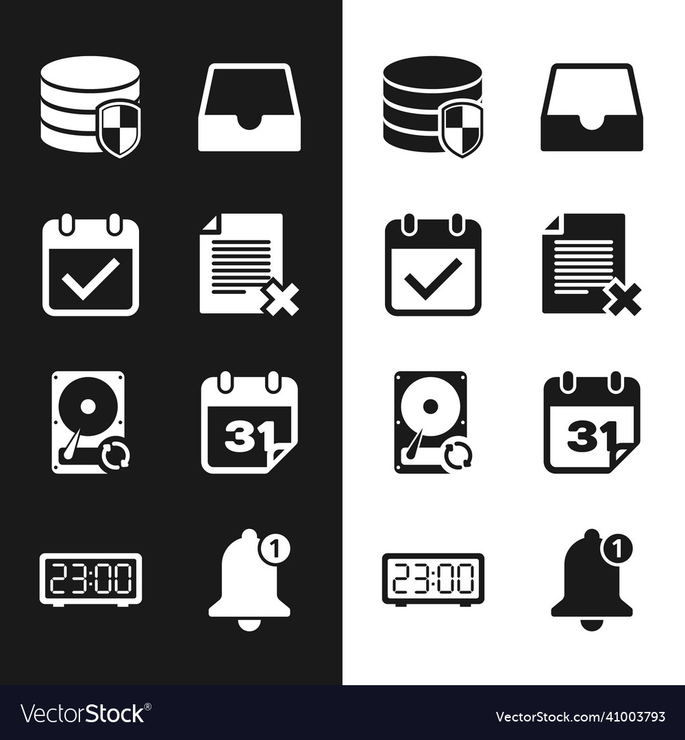 Set delete file document calendar with check mark Vector Image