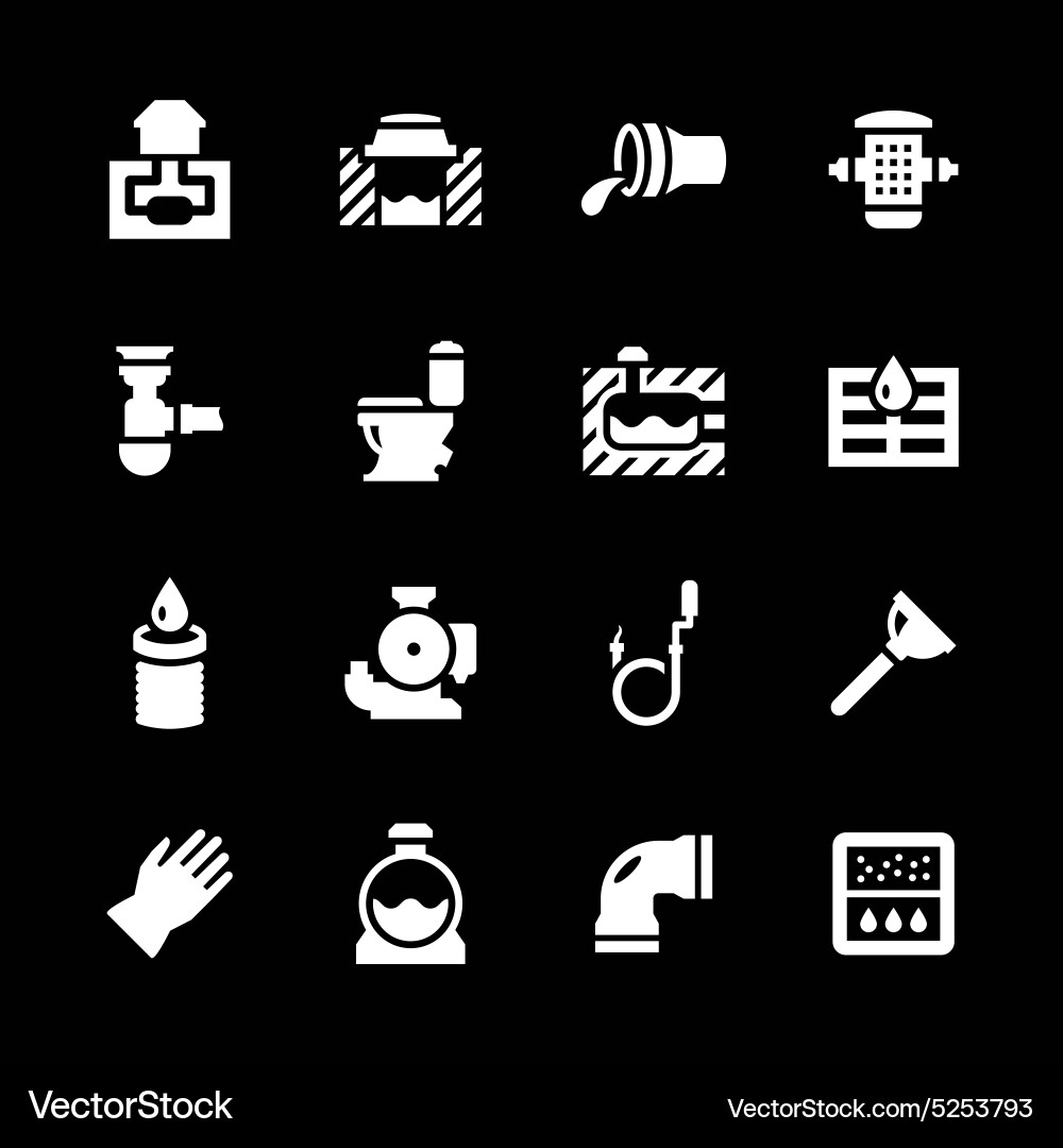 Set icons of sewerage Royalty Free Vector Image