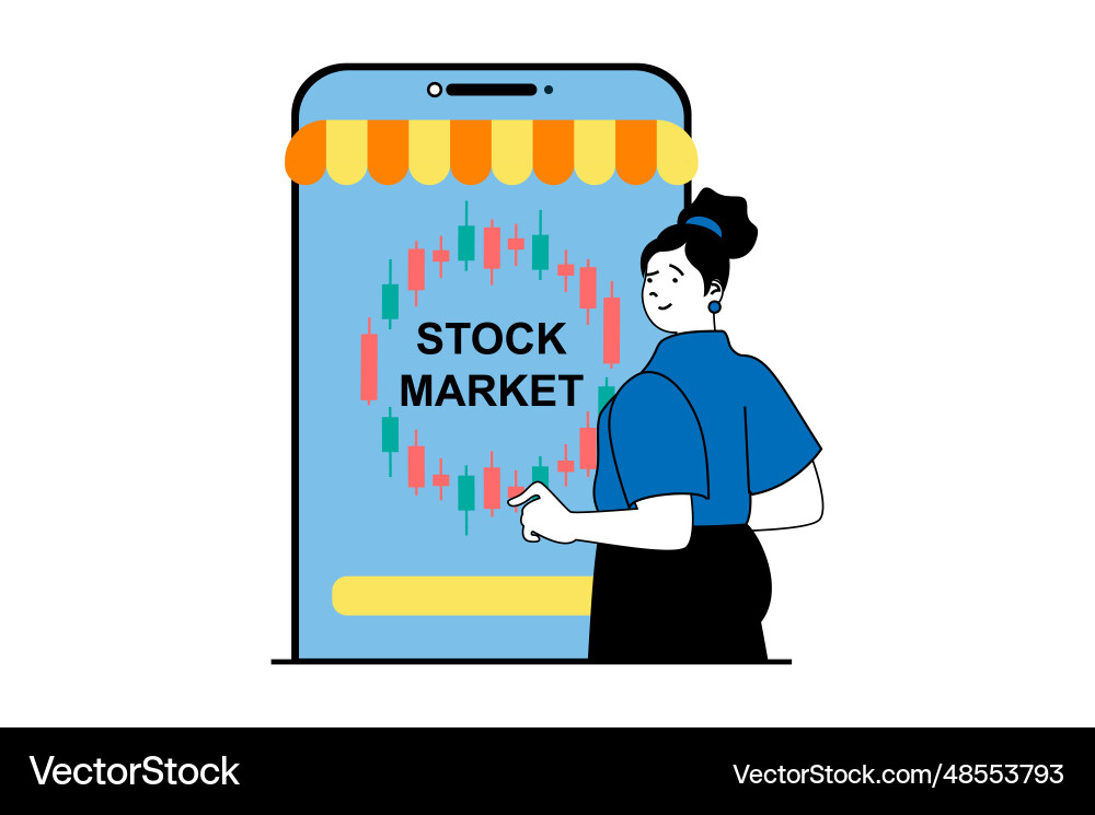Stock trading concept with people scene in flat Vector Image