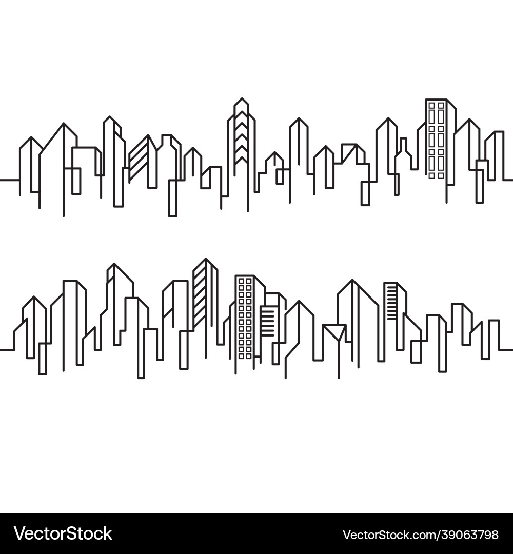 City building line art template Royalty Free Vector Image