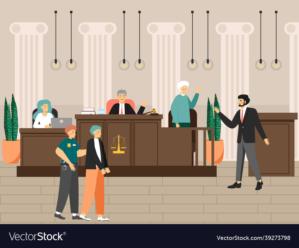 Court session in the courtroom flat Royalty Free Vector Court session in the courtroom flat Royalty Free Vector