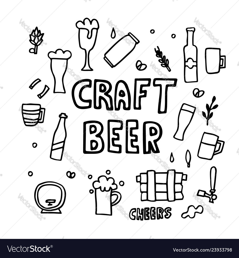 Craft beer elements set Royalty Free Vector Image