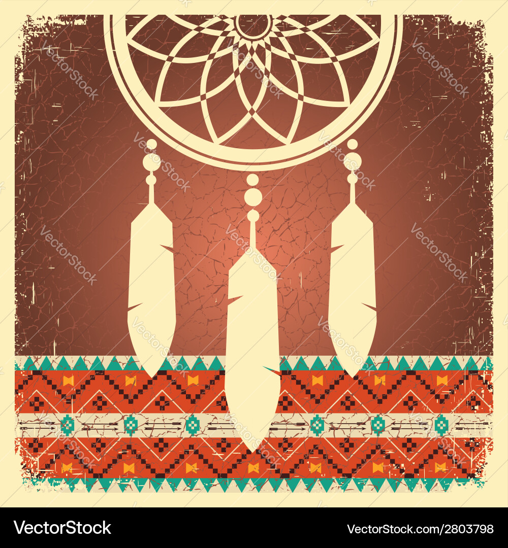 Dream catcher poster with ethnic ornament Vector Image