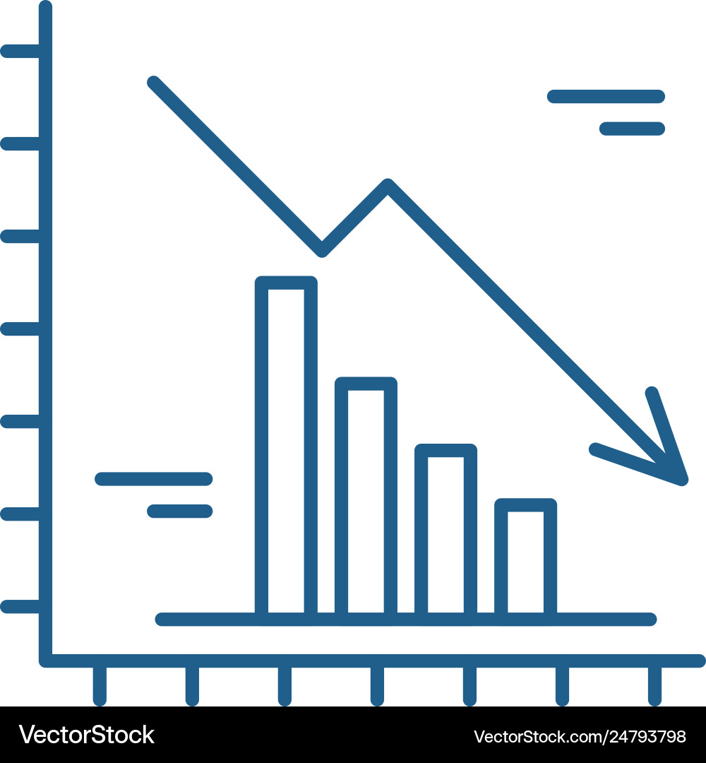 Falling markets line icon concept markets Vector Image