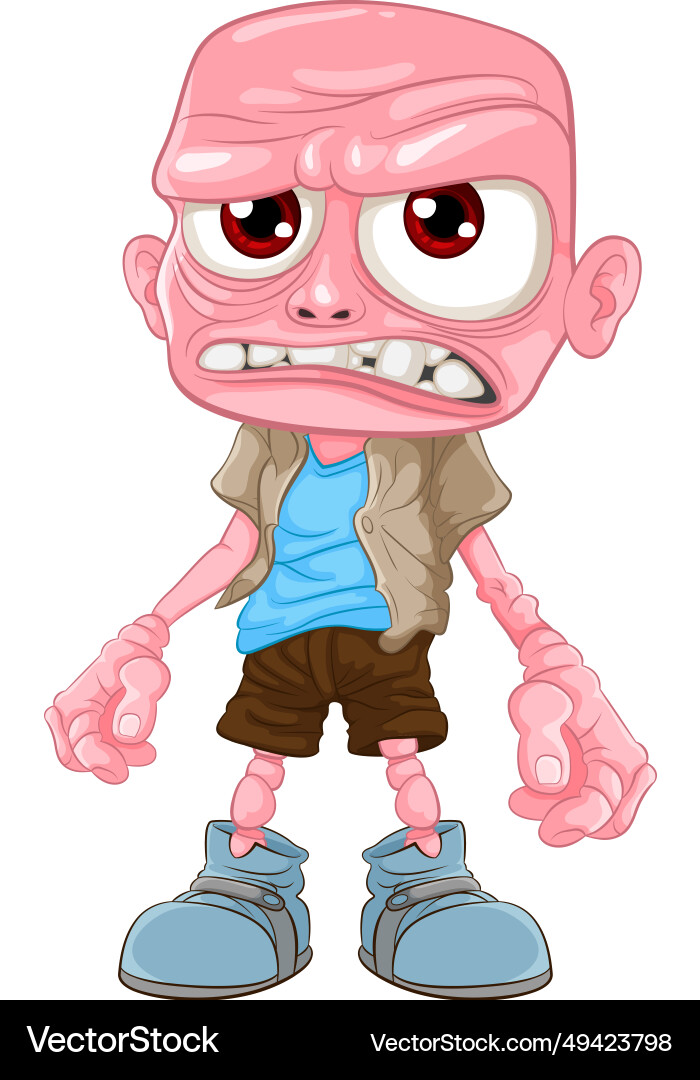 Grumpy zombie man with bald head a cartoon Vector Image