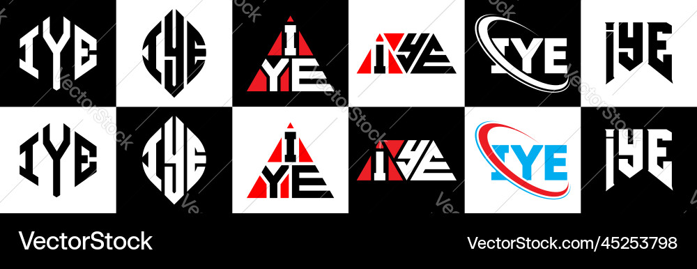 Iye letter logo design in six style polygon Vector Image