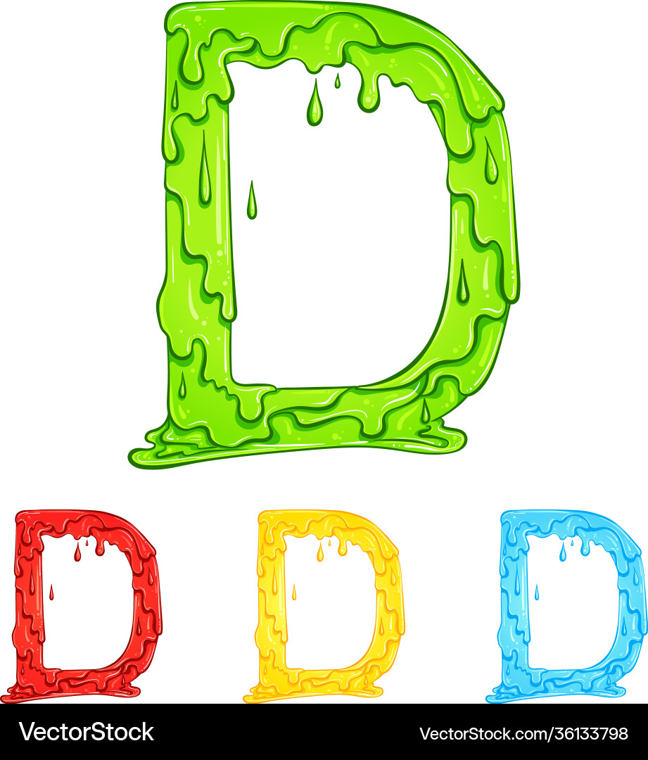 Letter d with flow drops colors Royalty Free Vector Image