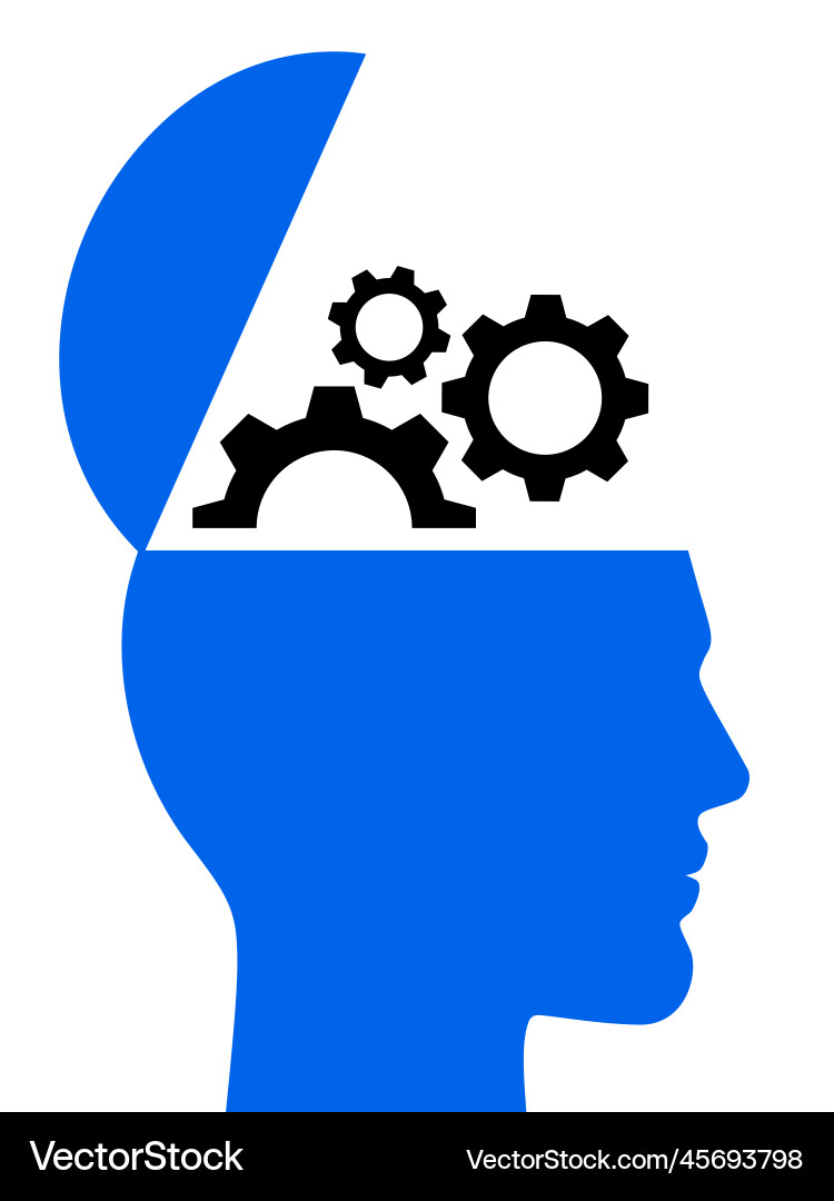 Mans open head with gears icon brain Royalty Free Vector