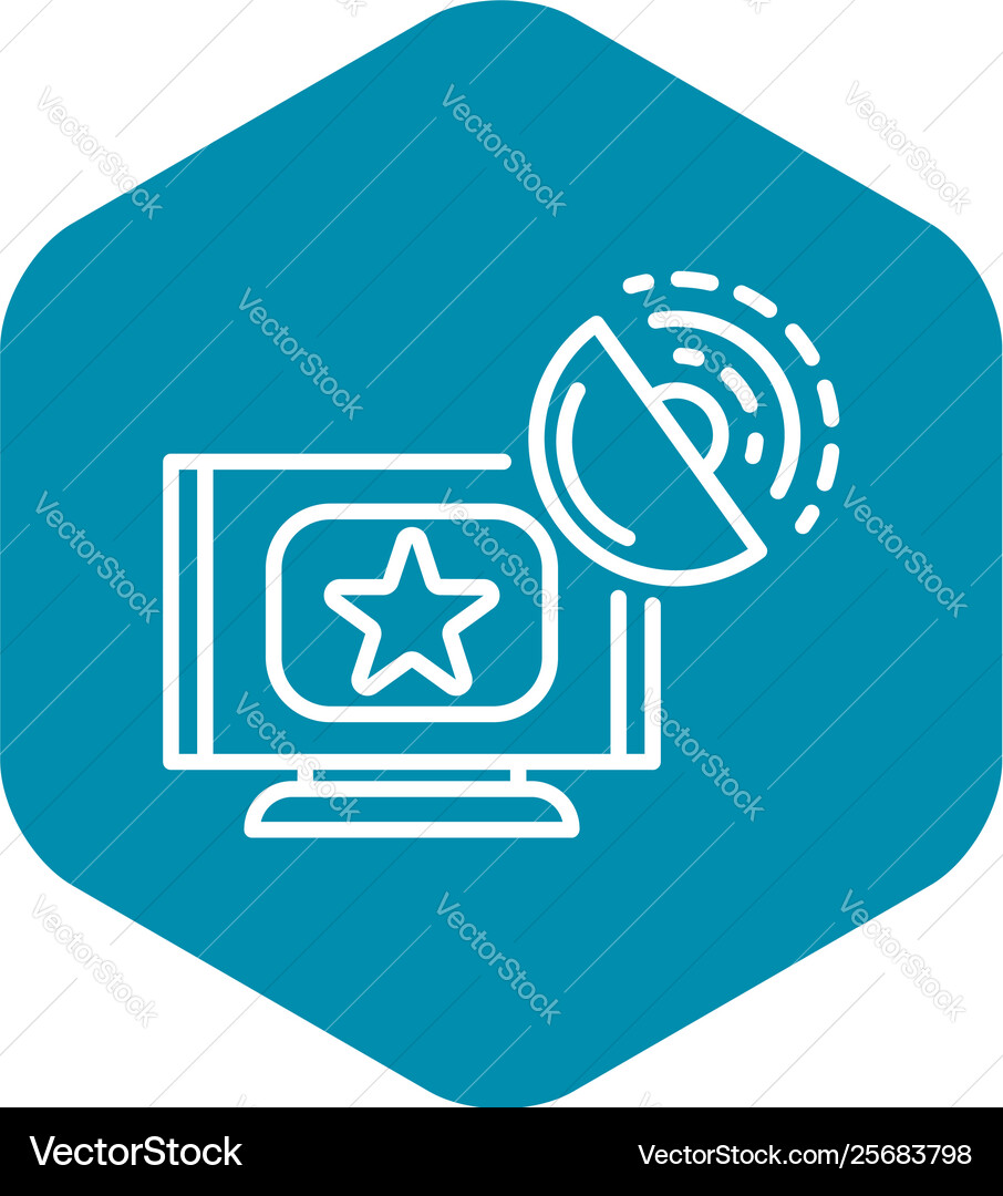 Satellite smart tv icon outline style Royalty Free Vector