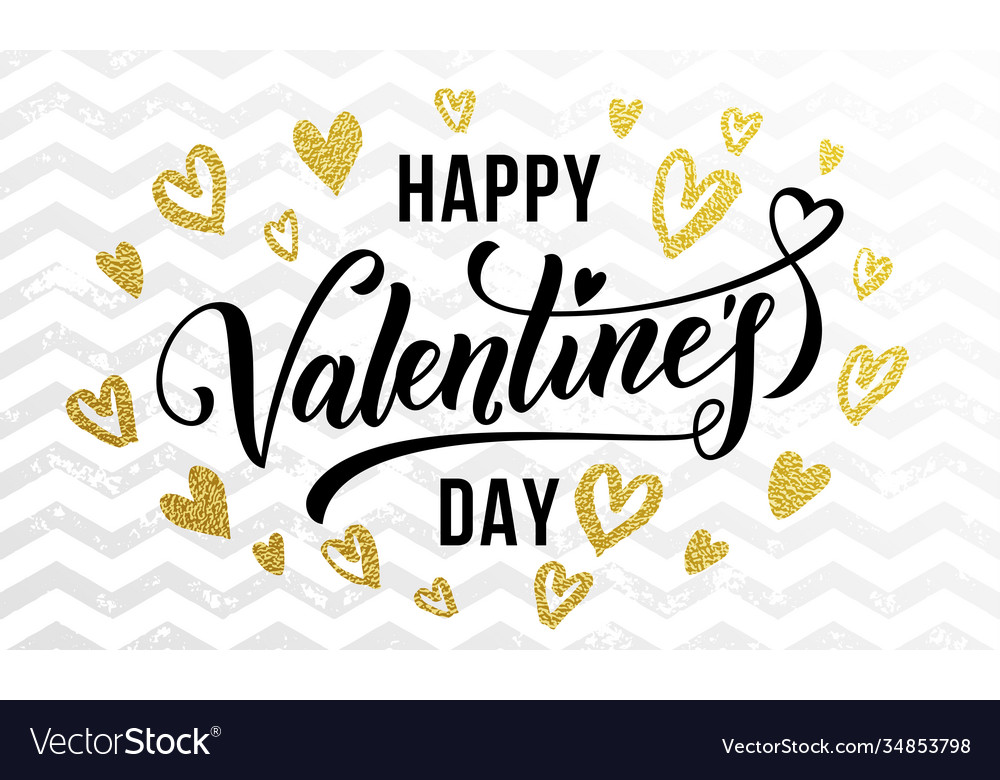 Valentine day gold love heart glitter greeting Vector Image