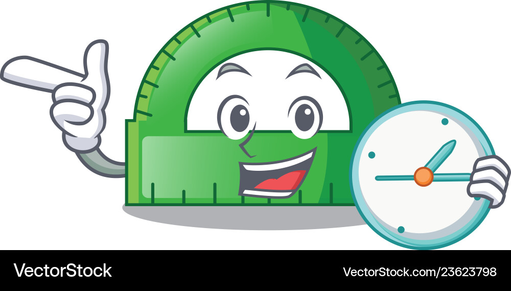 With clock protractor in a the cartoon bag Vector Image