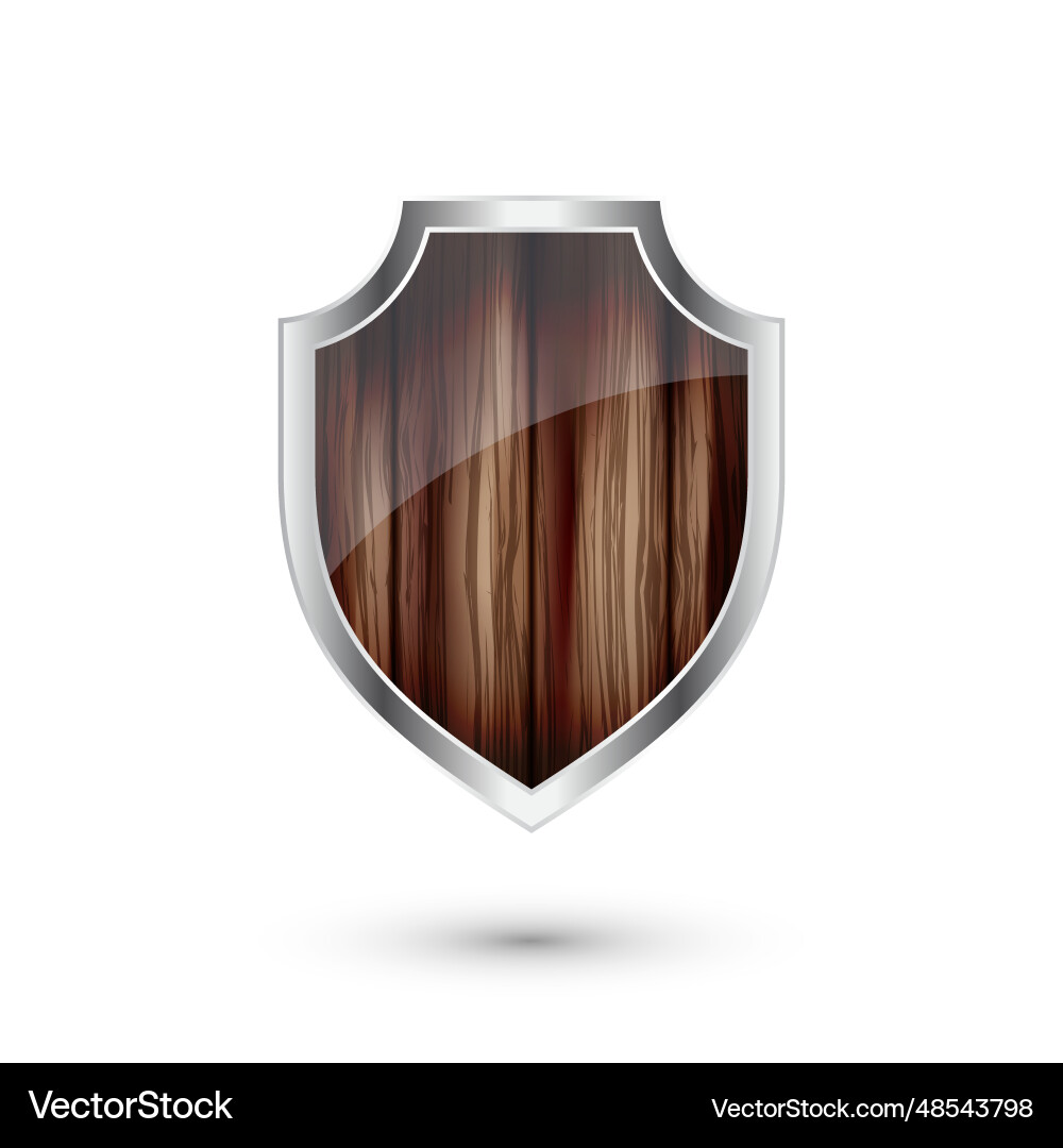 Wooden vintage shield icon black heraldic shield Vector Image