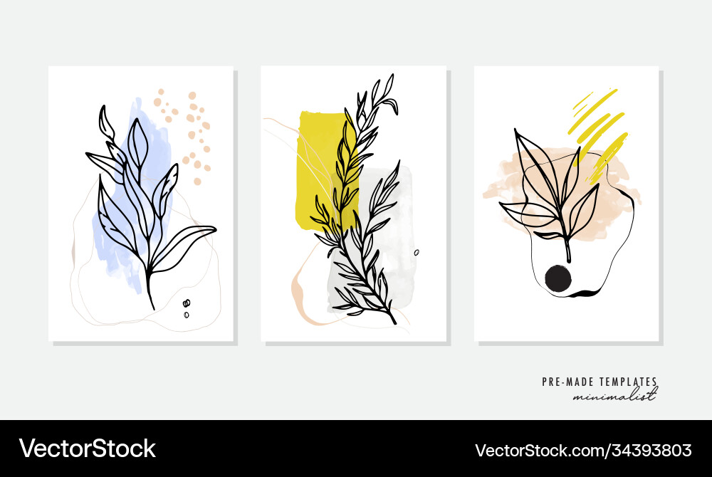 Abstract nature background one line minimal plant Vector Image