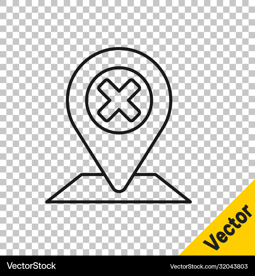 Black line map pin icon isolated on transparent Vector Image