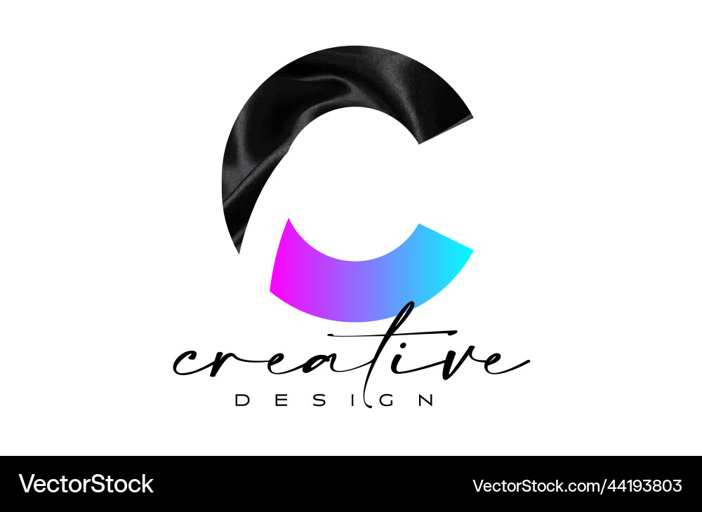 Black silk letter c logo design with textile Vector Image