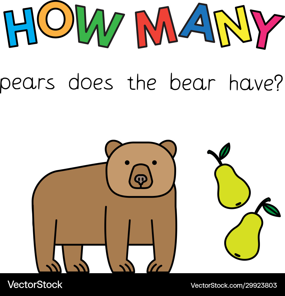 Cartoon bear counting game for kids Royalty Free Vector
