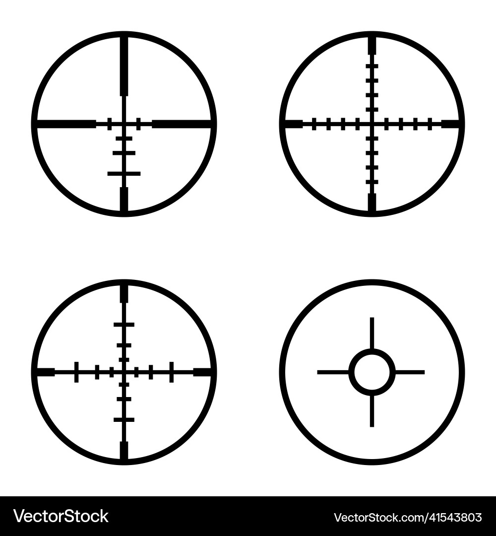 Crosshairs flat icon set isolated on white Vector Image