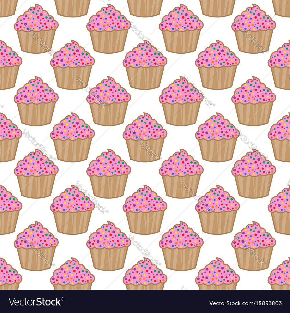 Cupcake pattern pink background Royalty Free Vector Image