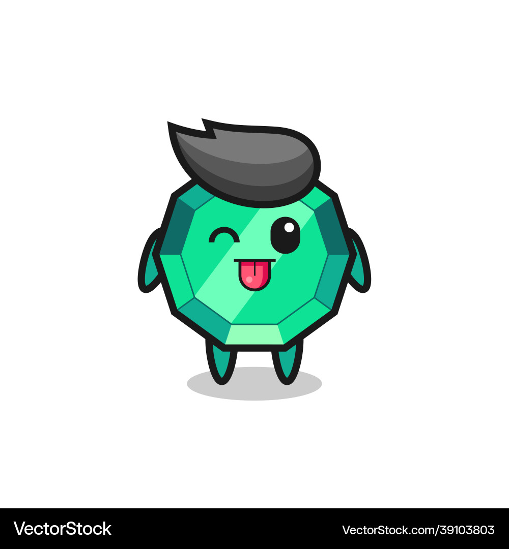 Cute emerald gemstone character in sweet Vector Image
