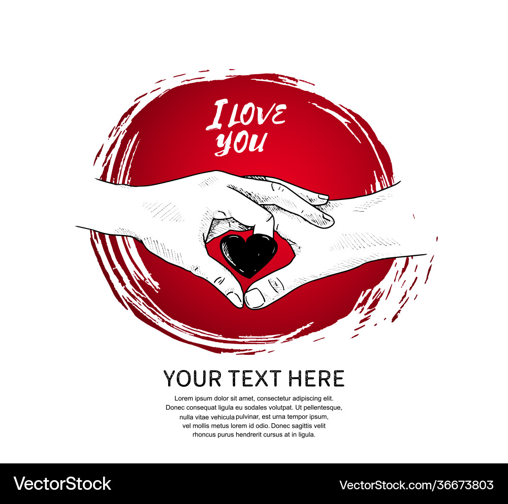 Hand shape love drawn with black heart Royalty Free Vector