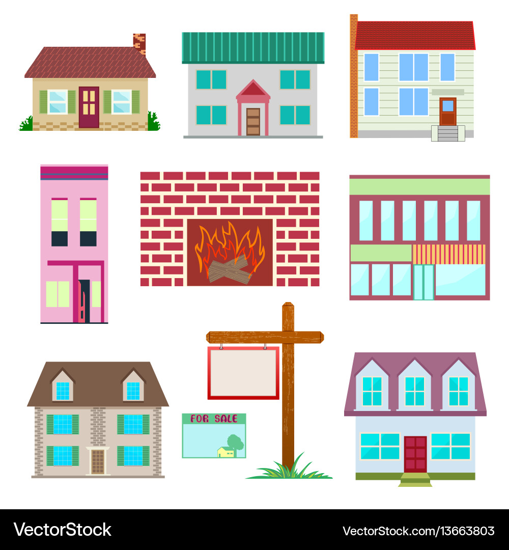 House set colourful home icon collection Vector Image