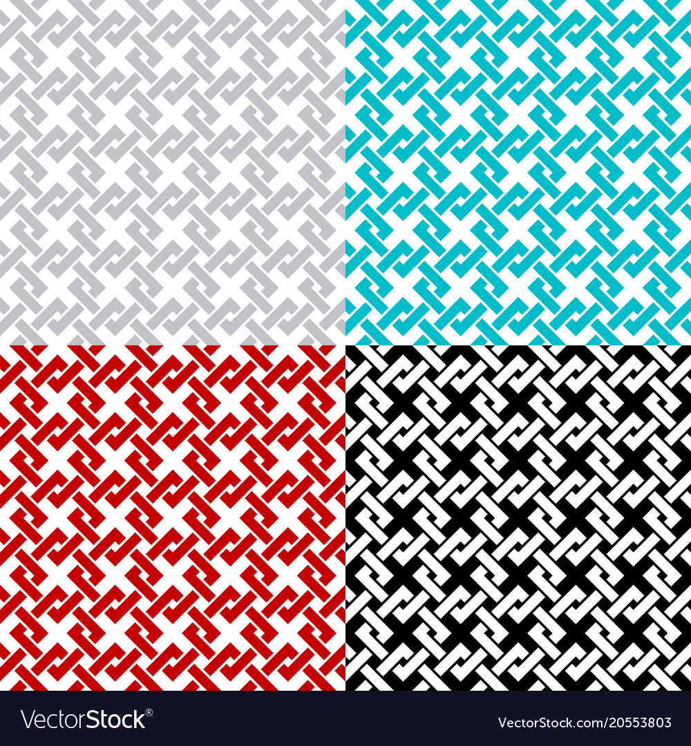 Intersected chain squares seamless pattern set Vector Image