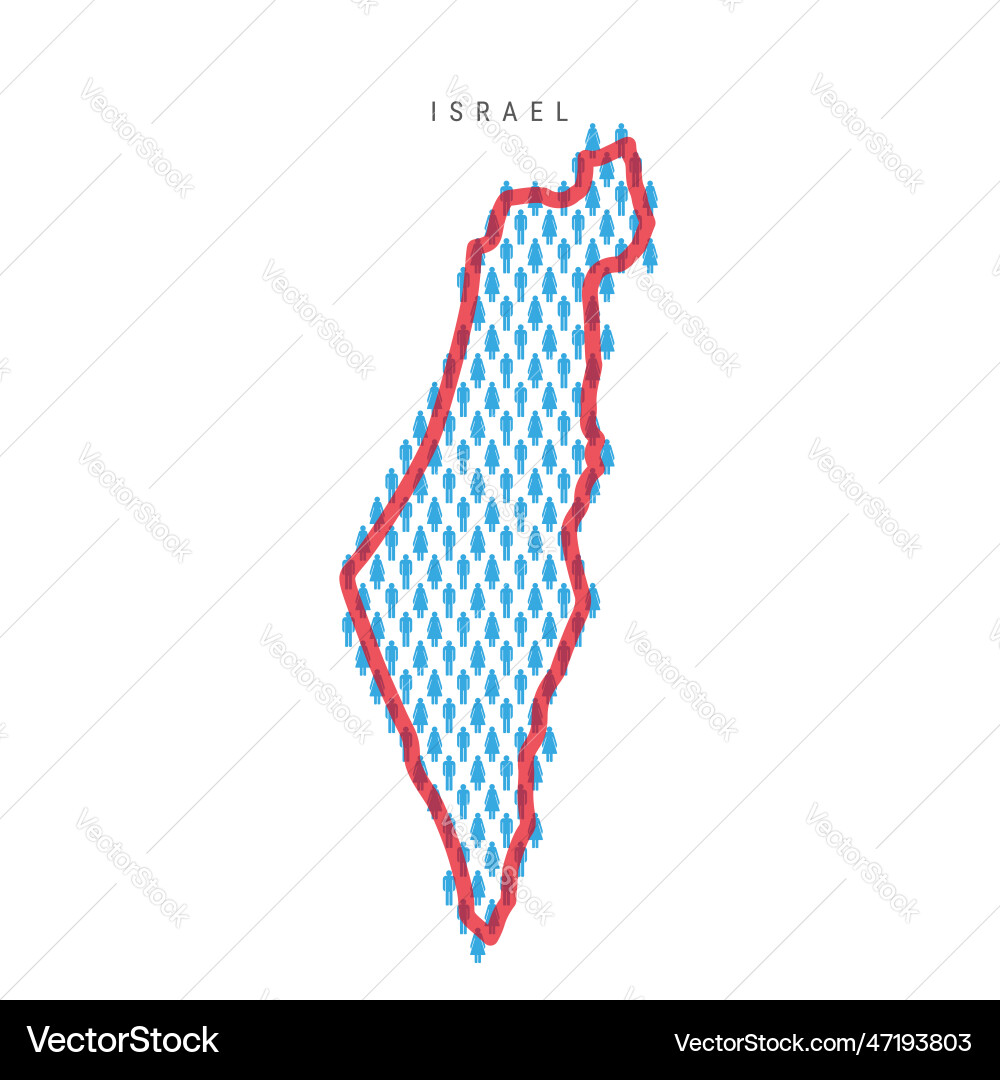 Israel population map stick figures israeli Vector Image