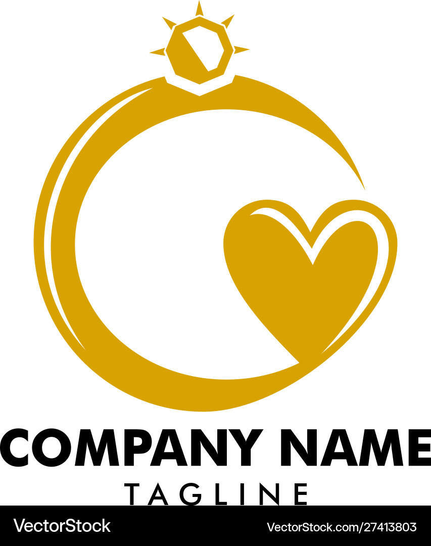 Love and diamond ring logo template design Vector Image