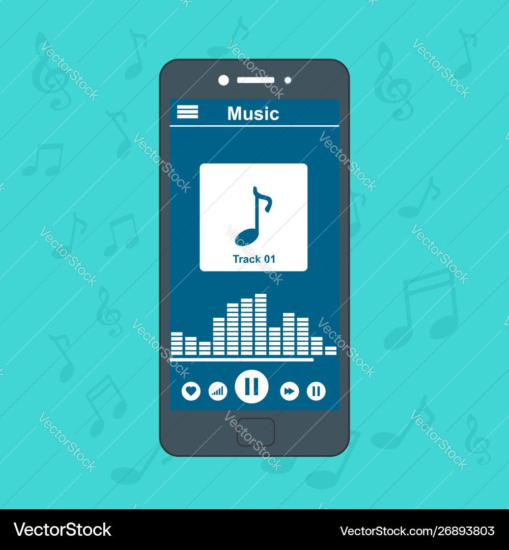 Media player application app template with flat Vector Image