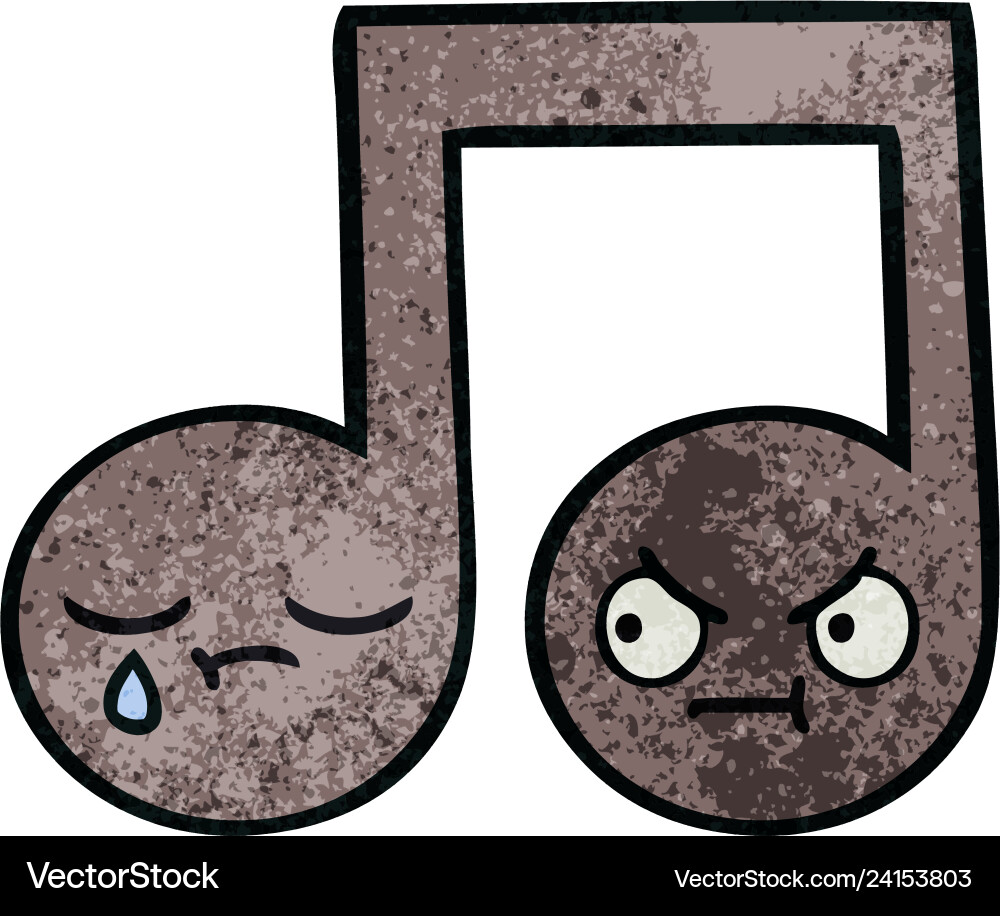 Retro grunge texture cartoon musical note Vector Image