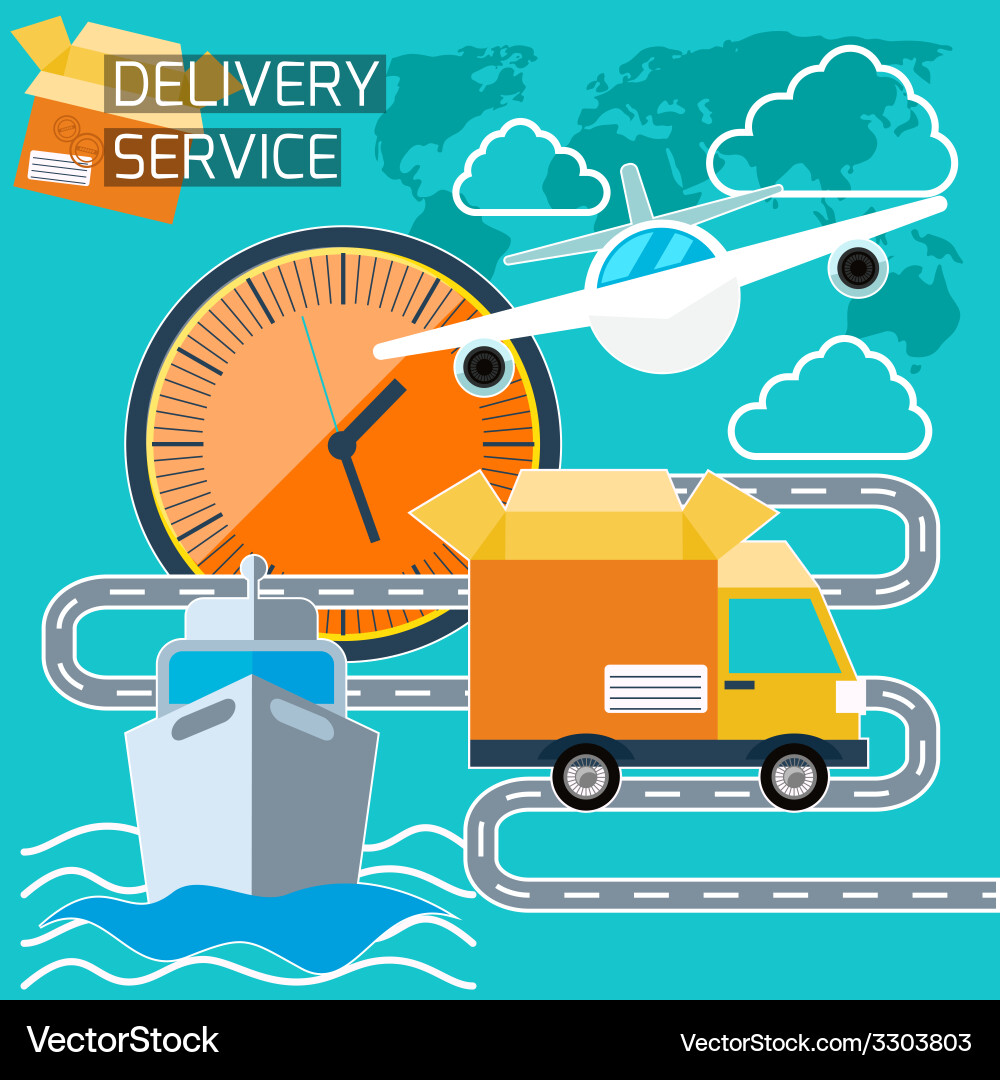 Shipping delivery car ship plane Royalty Free Vector Image