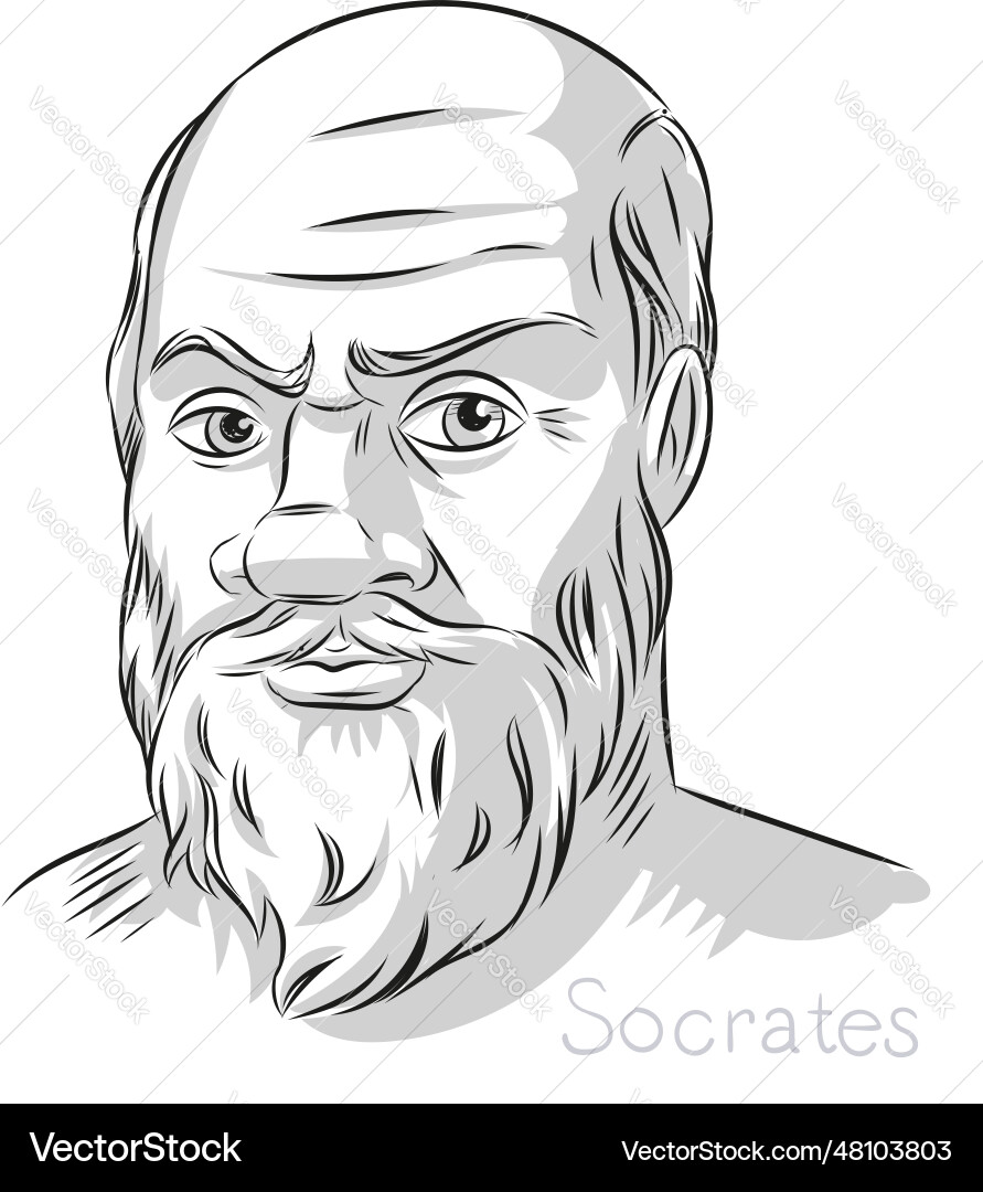 Socrates greek philosopher hand drawn line art Vector Image